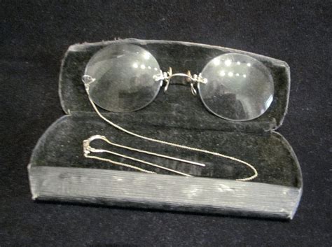Pince Nez Eyeglasses Victorian Spectacles 14k White Gold 1800s Shur On