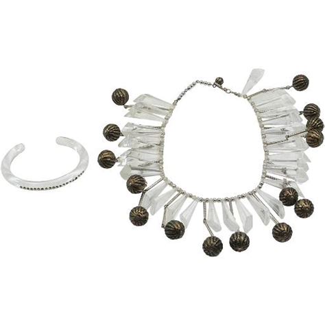 Lucite With Silver Balls Dangling Necklace And Lucite With Cz Bracelet Nov 29 2022 Donny