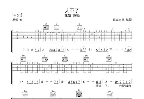 大不了吉他谱花姐g调弹唱44单曲版 吉他世界