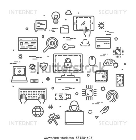 Vector Line Design Concept Internet Security Stock Vector Royalty Free 551684608 Shutterstock