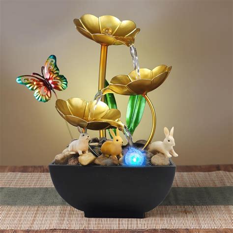 Amazon ICEKATI Wrought Iron Tabletop Water Fountain 3 Tier Lotus