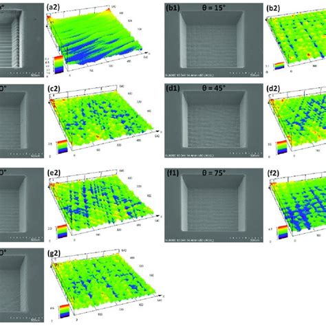 a1 g1 sem images and a2 g2 lscm measurements of the square trenches