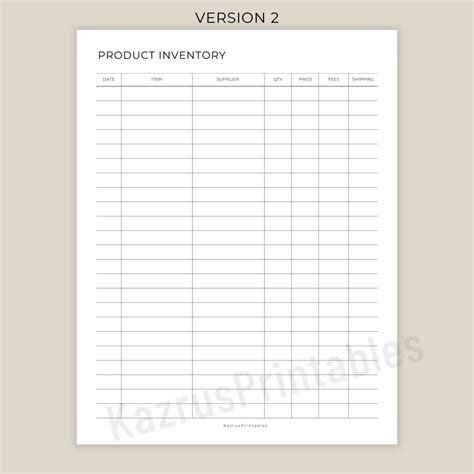 Best 12 Product Inventory Printable Inventory Printable Reselling