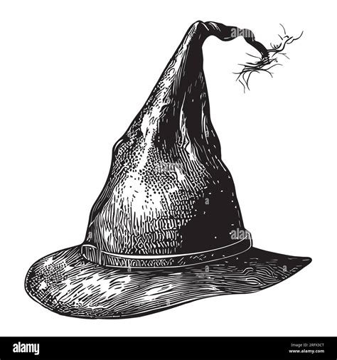 Vintage Witch Hat Hand Drawn Sketch Halloween Stock Vector Image And Art