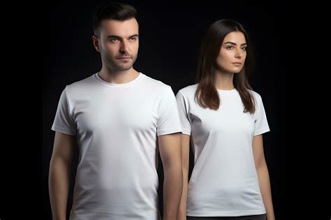Generative Ai Blank White T Shirt Mockup On Male And Female Model