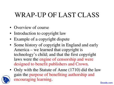 History Copyright Law Lecture Slides Docsity