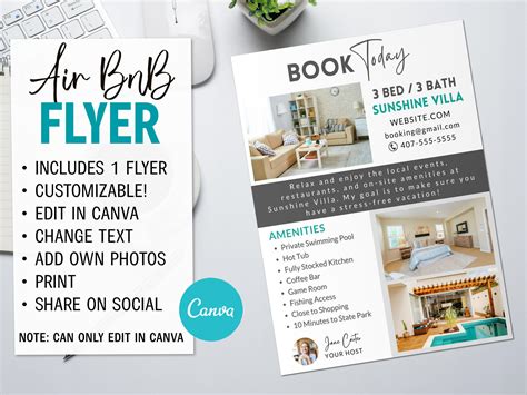 airbnb flyer template marketing planner canva template airbnb