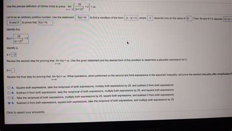 solved 25 use the precise definition of infinite limits to