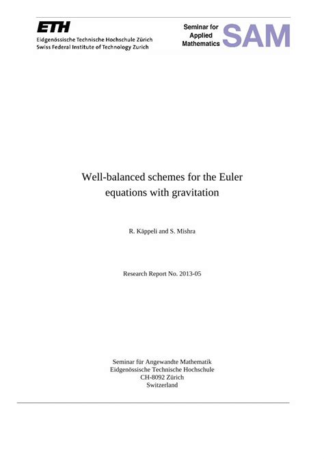 Pdf Well Balanced Schemes For The Euler Equations With Gravitation · Well Balanced Schemes For