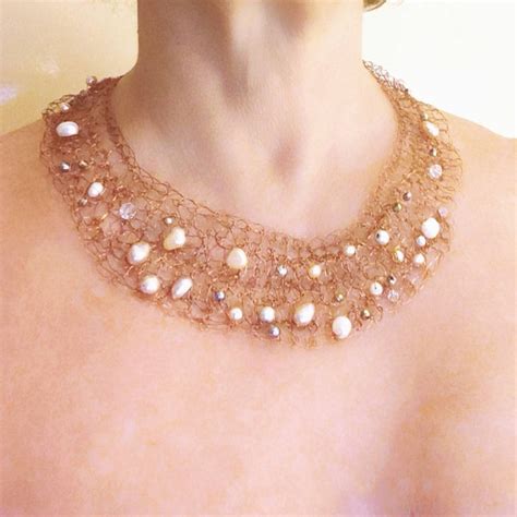 Beaded Bib Necklace Etsy