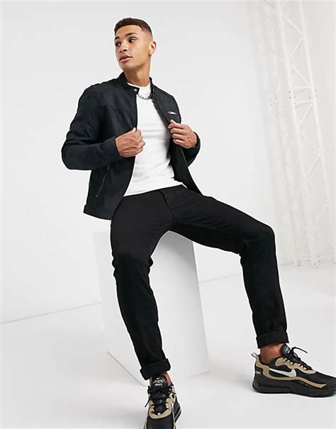 Jack And Jones Essentials Blouson Style Motard En Imitation Daim