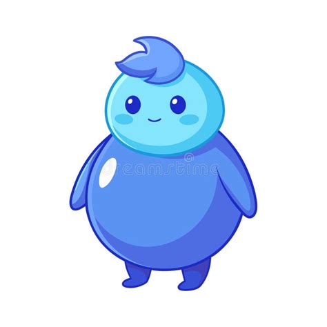 Cute Blue Cartoon Character Illustration On White Background Perfect