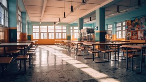 Premium Ai Image School Cafeteria Photo