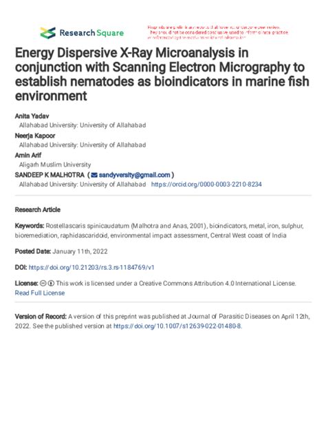 Pdf Energy Dispersive X Ray Microanalysis In Conjunction With