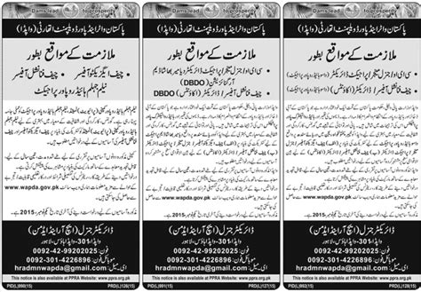 Wapda Jobs 2015 Director Ceo Gm Cfo Application Form Date Advertisement