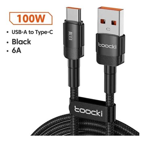 Cable Usb A Tipo C Carga Super Rápida 100w De 2 Metros Color Negro