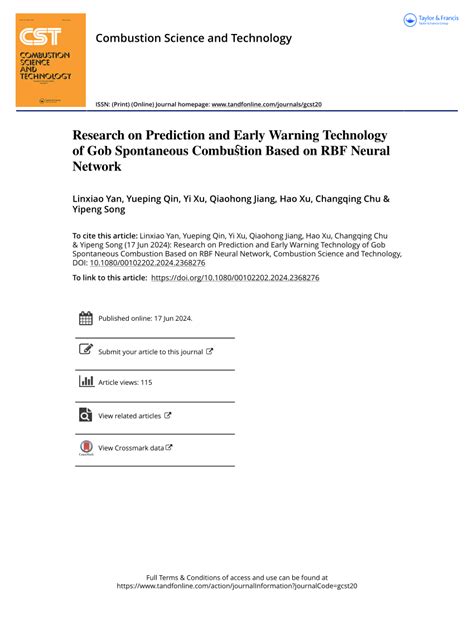 Pdf Research On Prediction And Early Warning Technology Of Gob Spontaneous Combustion Based On