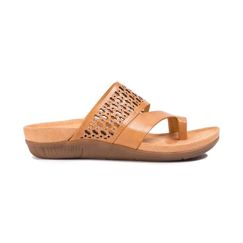 Bare Traps Womens Juny Leather Open Toe Casual Slide Sandals Ginger