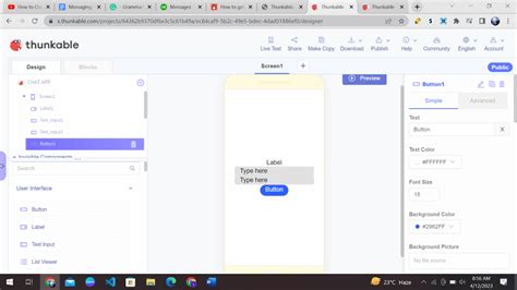 create a real time messaging application on thunkable