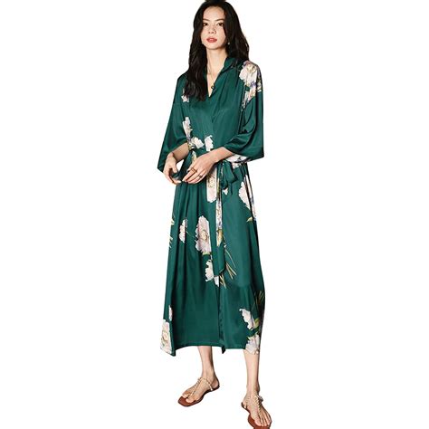 Lofir Womens Long Silk Kimono Robes Satin Silky Bathrobe Robe Soft