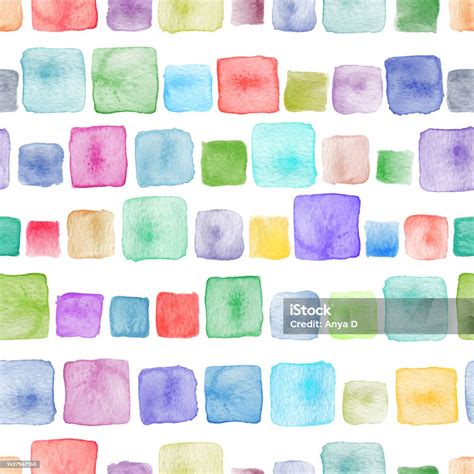 Blok Berwarna Pola Kotak Cat Air Mulus Ilustrasi Stok Unduh Gambar