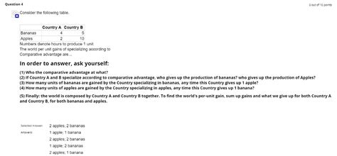 Consider The Following Table Country A Country B Bananas 4 5 Apples 2