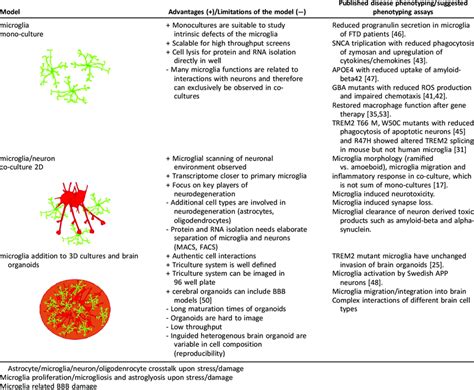 Comparison Of Different Ipsc Microglia Models Download Table