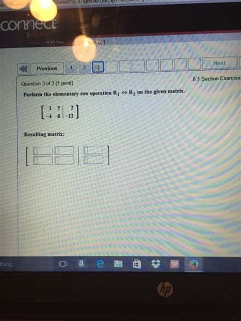 solved perform the elementary row operation r 1 r 2 on the