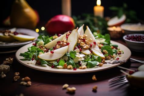 Premium Photo Asian Pear Salad With Peanutlime Dressing Christmas