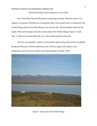 Historical Geology Field Assignment Pdf