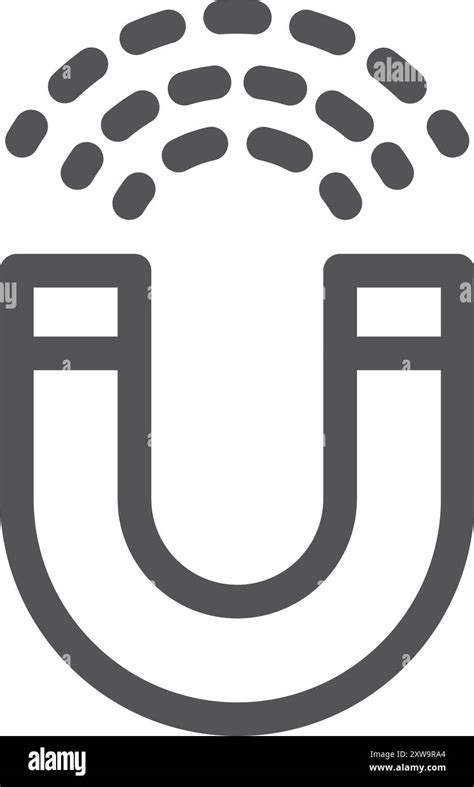 Magnet Line Icon Physics Force Magnetic Symbol Stock Vector Image