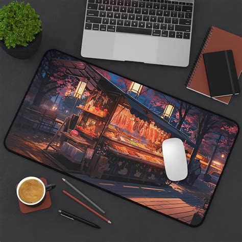 Nighttime Food Street Stall Anime Mouse Pad Desk Mat Etsy