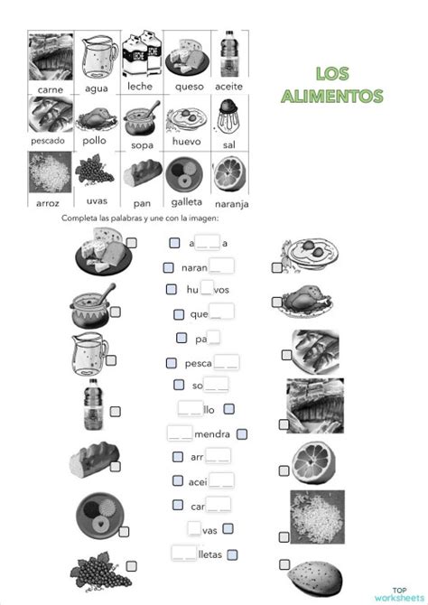Alimentos 1 Ficha Interactiva Topworksheets
