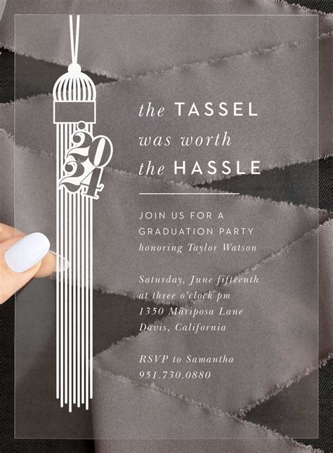 Tassel Year Clear Graduation Invitations