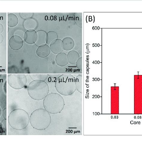 Influence Of The Q Core On The Size Of The Hydrogel Capsules Collected Download Scientific