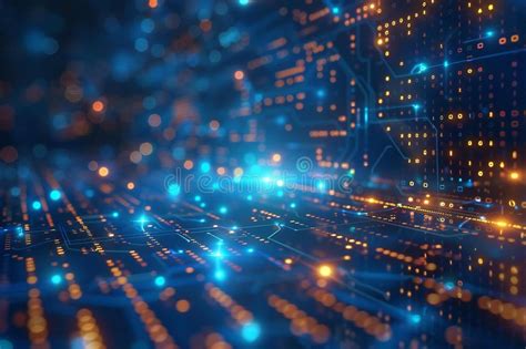 Abstract Blue Digital Background With Binary Code And Circuit Patterns Representing The