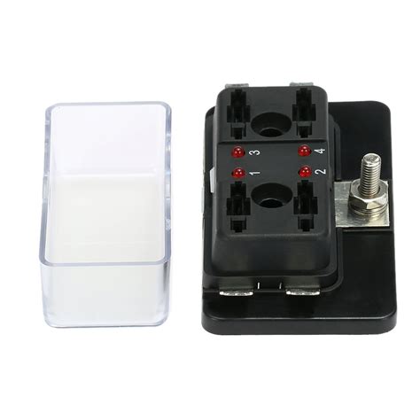 4 Way Fuse Block Ninth City DC12V 24V 4 Way Blade Fuse Box Holder With LED Warning Light Kit 4