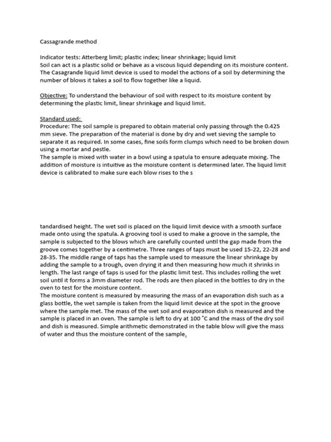 Cassagrande Method Pdf Soil Soil Science