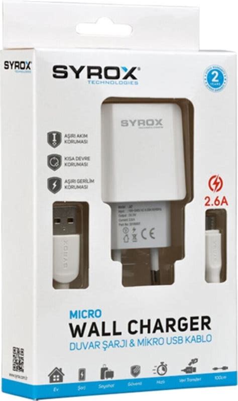 Syrox J47 26a Fast Charger With Micro Usb Port Hepsiburada Global