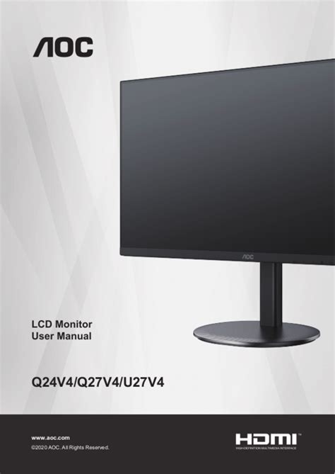 User Manual AOC U27V4 English 32 Pages