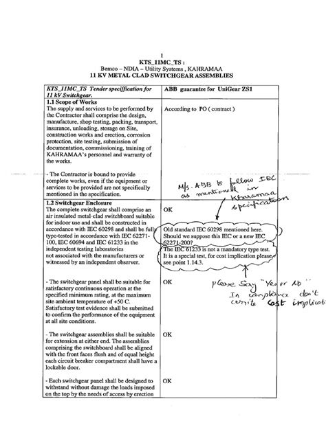 11kv Switchgear Compliance Pdf
