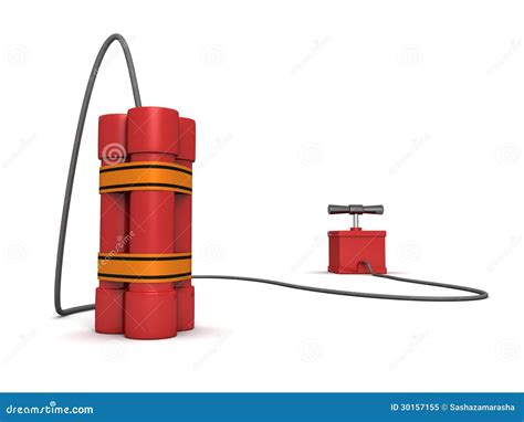 Bunch Of Three Red Dynamite Sticks With Detonator Stock Illustration