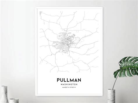 Pullman Map Print Pullman Map Poster Wall Art Wa City Map Washington