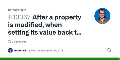 After A Property Is Modified When Setting Its Value Back To Its