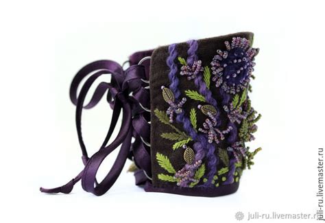 Браслет текстильный с объемной вышивкой Где то в цветочной долине заказать на Ярмарке Мастеров