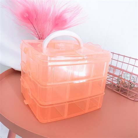 3ထပ် ဆဲလ် 18 Multilayer ဝတ်စုံ ပုတီး လက်ဝတ်ရတနာသေတ္တာ အကြည် ပလပ်စတစ် သိုလှောင်ဘူး မြင့်မားသောစွမ