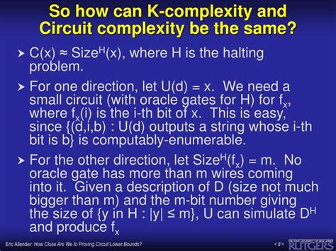 Ppt Circuit Complexity Kolmogorov Complexity And Prospects For