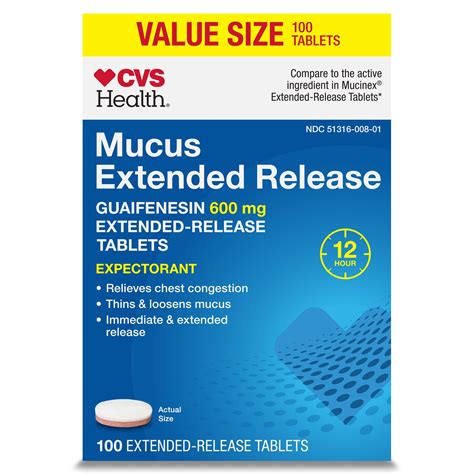 Cvs Health 12hr Maximum Strength Mucus Extended Release Tablets 28 Ct