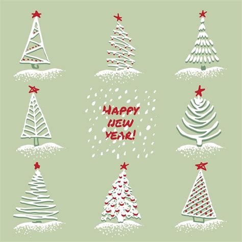 Premium Vector Greeting Card Modern Sketch Set With Trendy Stylized