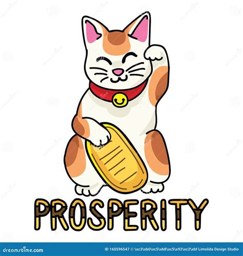 Cute Japanese Maneki Neko Vector Lucky Cat Cultural Clipart Stock